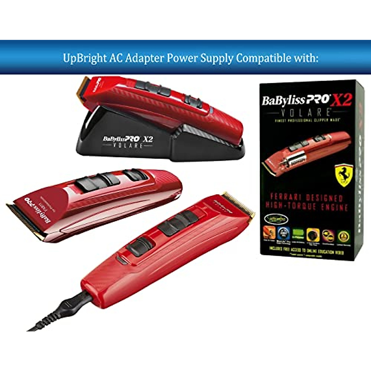 UpBright AC/DC Adapter Compatible with Babyliss Pro Volare X2 FXF811 9430 FX811 FX811 FX811U FX811E FX811RE Cord/Cordless Battery Hair Clipper DVE DSA-12PFT-12 DSA-12G-12 FUS BabylissPRO Power Charger