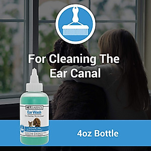 Vet Classics Ear Wash Liquid Formula for Dogs & Cats – Pet Ear Wash Formula Cleans Dog, Cat Ear Canals – Includes Aloe, Tea Tree Oil – Helps Remove Pet Ear Wax, Dirt, Debris – 4 Oz.