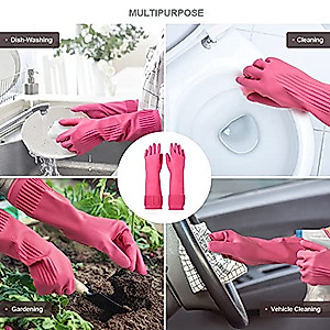 DABOGOSA Mamison 2 Pairs Reusable Waterproof Household Dishwashing Cleaning Rubber Gloves, Non-Slip Kitchen Glove(Medium)