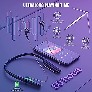 RYNDAO Wireless Earbuds Bluetooth Headphones 100hrs Play Back Sport Earphones Over-Ear Buds with Earhooks Built-in Mic Bluetooth 5.0Headset for Workout Running, for iPhone/Samsung/iOS/Android