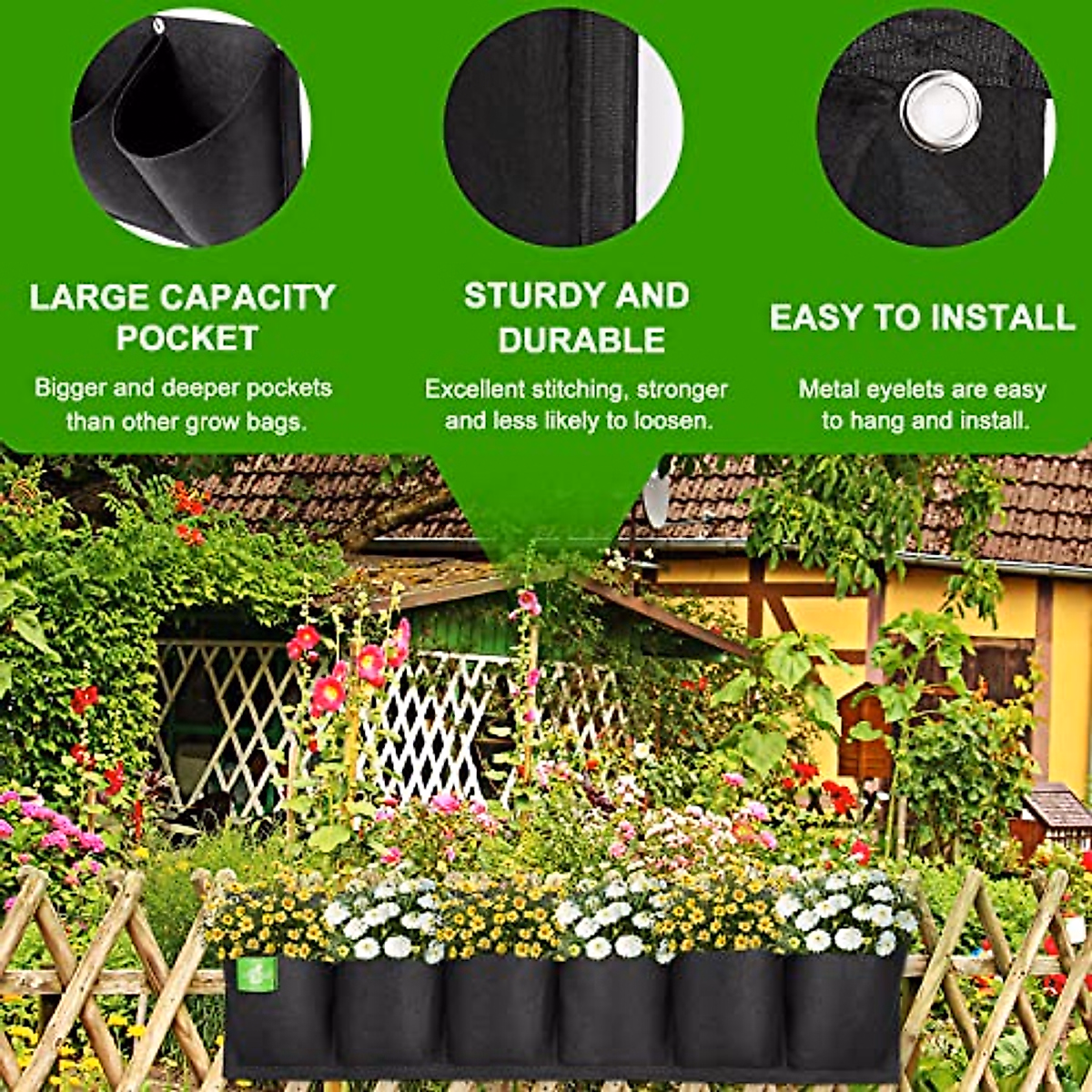 ANGTUO Hanging Wall Planters for Indoor Plants 6 Pockets New Upgraded Vertical Planter Plant Hanger for Hanging Garden Home Decoration