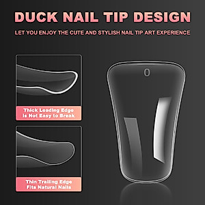 ranrose Ranrose Clear Duck Nail Tips - 120PCS Duck Feet Style Nail Tips for Acrylic Nails Professional,12Size Full Cover Acrylic Fake Nails Wide French False Nails Extension for Nail Salon