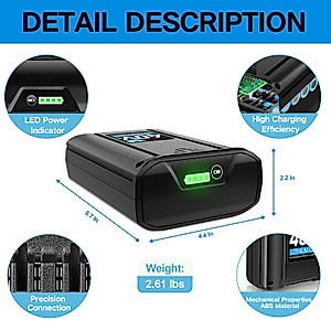 Capowill 40V 3.0Ah Replacement Battery for Kobalt 40V KB2540C-06 Lithium Ion Battery KB440-06 KB440-03 KB640-03 KB240-06 KB240C-06 KB640-06 KB245-06 KB540-06 ‎Cordless Power Tool Battery
