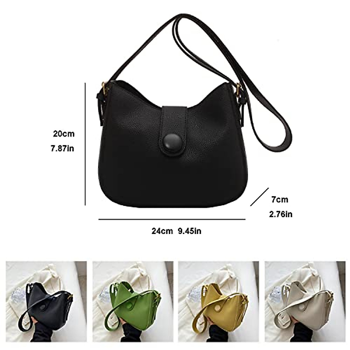 Crossbody Bags for Women Girl, Large Tote Bags Fashion Shoulder Hobo Bag, Leather Crossbody Bucket Purse Cell Phone Handbags (Black)