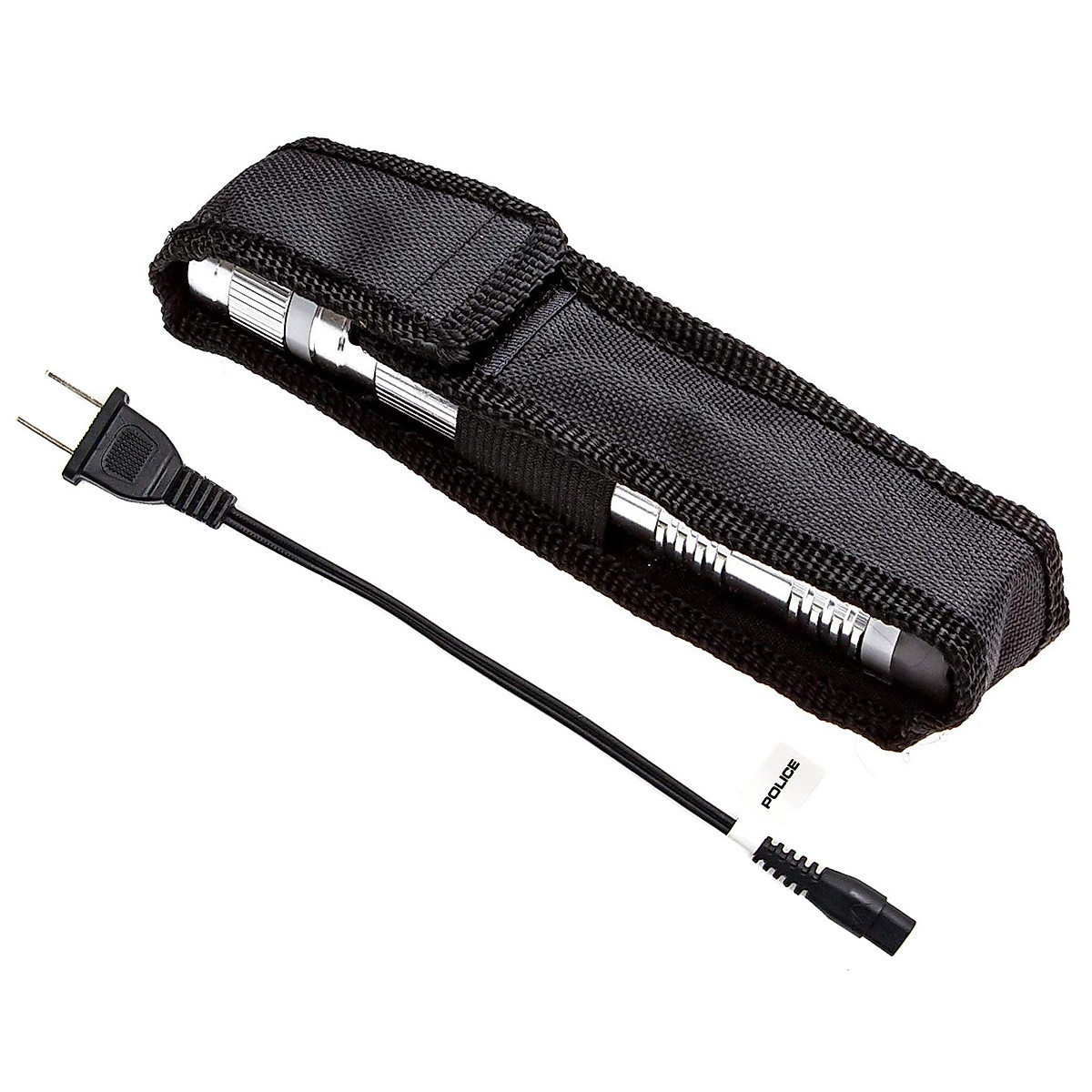 POLICE Stun Gun M12 - Aluminum Mini Rechargeable with LED Flashlight, Silver