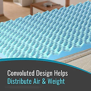 DMI Foam Mattress Topper, Egg Crate Foam Pad, Mattress Pad and Bed Topper for Support, Air Circulation, Pressure Relief and Weight Distribution, Twin Size Mattress, 33 x 72 x 2,Blue