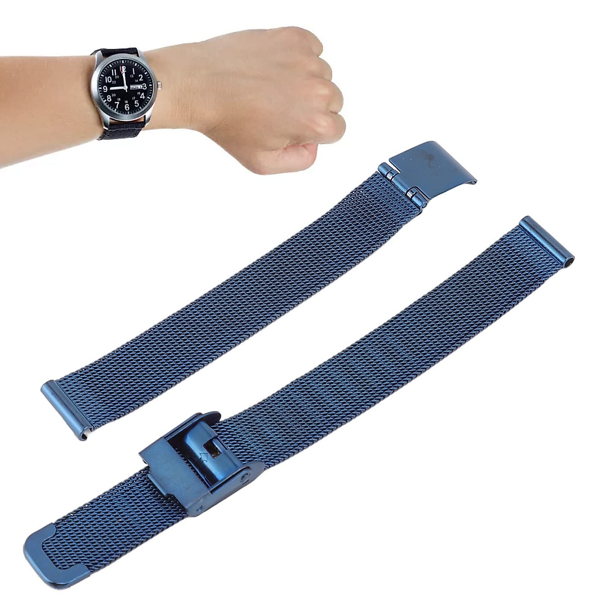 Mesh Stainless Steel Watchband, Flexible Soft Watch Strap Replacement Accessory Portable for Men Women for Home(22MM)