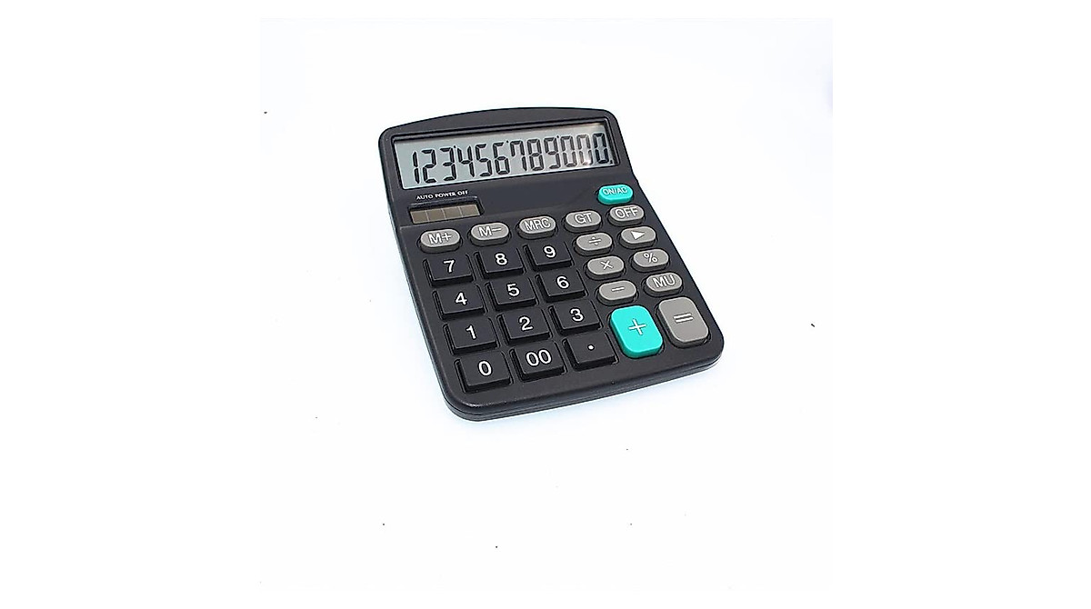 MJWDP 12-Digit Desk Calculator with Large Buttons & Dual LCD