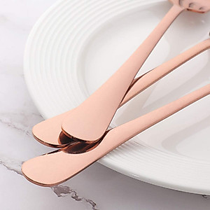 MINGYU Dinner Forks Stainless Steel Set of 12 - Rose Gold 8 Inches Food Grade Titanium Fork Silverware Set Salad Forks Flatware Sets Dishwasher Safe for Home Kitchen Restaurant