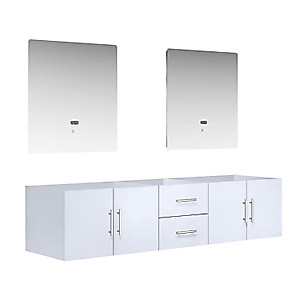Lexora Geneva 80 in. W x 22 in. D Glossy White Double Bath Vanity and 30 in. LED Mirrors