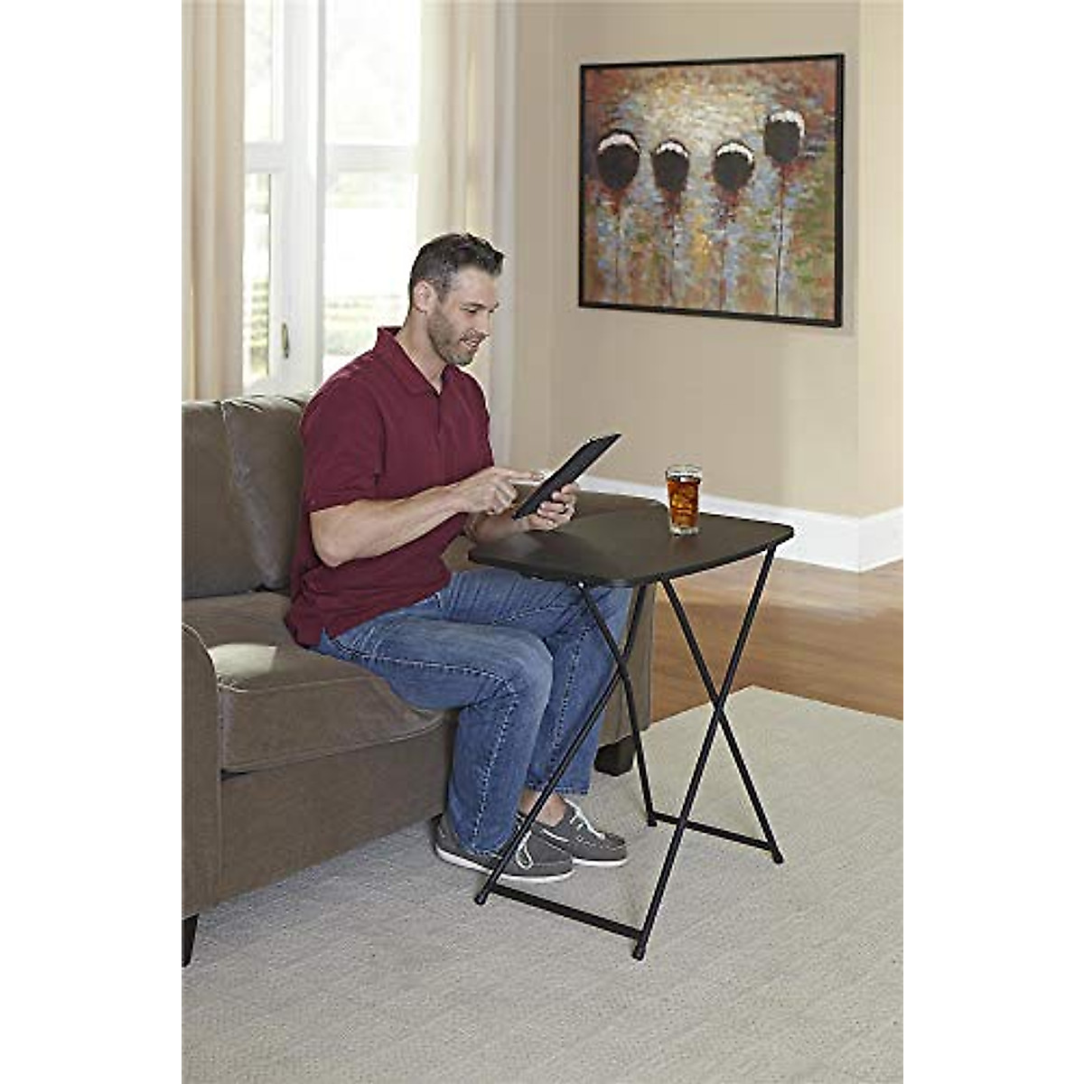 COSCO Multi-Purpose, Adjustable Height Personal Folding Activity Table, 2 Pack, Black