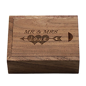 LXSINO 32GB Wood USB 3.0 Flash Drive with Laser Engraved Mr & Mrs Design - 32GB Wooden Heart Shape USB Memory Stick Thumb Drivers with Box for Wedding/Couple/Parents (Walnut 32GB)