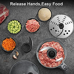 Food Processor, Anthter 600W Professional Food Processors & Vegetable Chopper, with 7 Processor Cups, Reversible Disc, Chopping Blade & Dough Blade for Chopping, Slicing, Purees & Dough