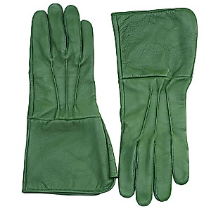 LEATHER LH HANDS Men's Medieval Renaissance Cosplay Unlined Gauntlet Genuine Leather Costume Gloves Green Small