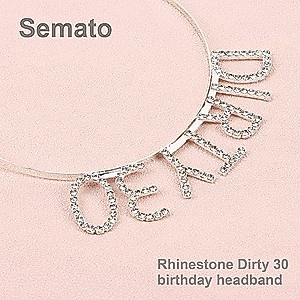 30th Birthday Sash & Rhinestone Dirty 30 Birthday Headband Kit- "Dirty thirty" Birthday Sash Happy 30th Birthday Decorations for Women 30th Birthday Gifts Party Decorations (Silver)