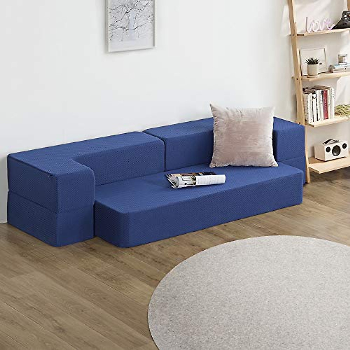 PrimaSleep 8 Inch Gel Memory Foam Multi-Function Mattress/Floor Mat/Sofa/(Dark Blue), Twin