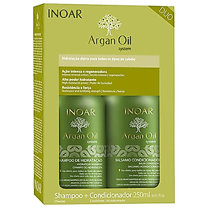 Inoar Argan Oil Shampoo & Conditioner Set for Men & Women, Nourishing, Repair Dry Damaged Hair, Hydration, Strengthen & Chemically Treated Hair, 2 Bottles, 8.5 oz. each