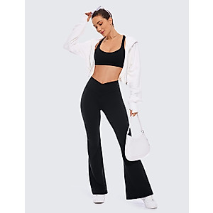 CRZ YOGA Women's Light Support Strappy Sports Bra - Low Cut Wirefree Padded Yoga Cami Criss Cross Back Black Small