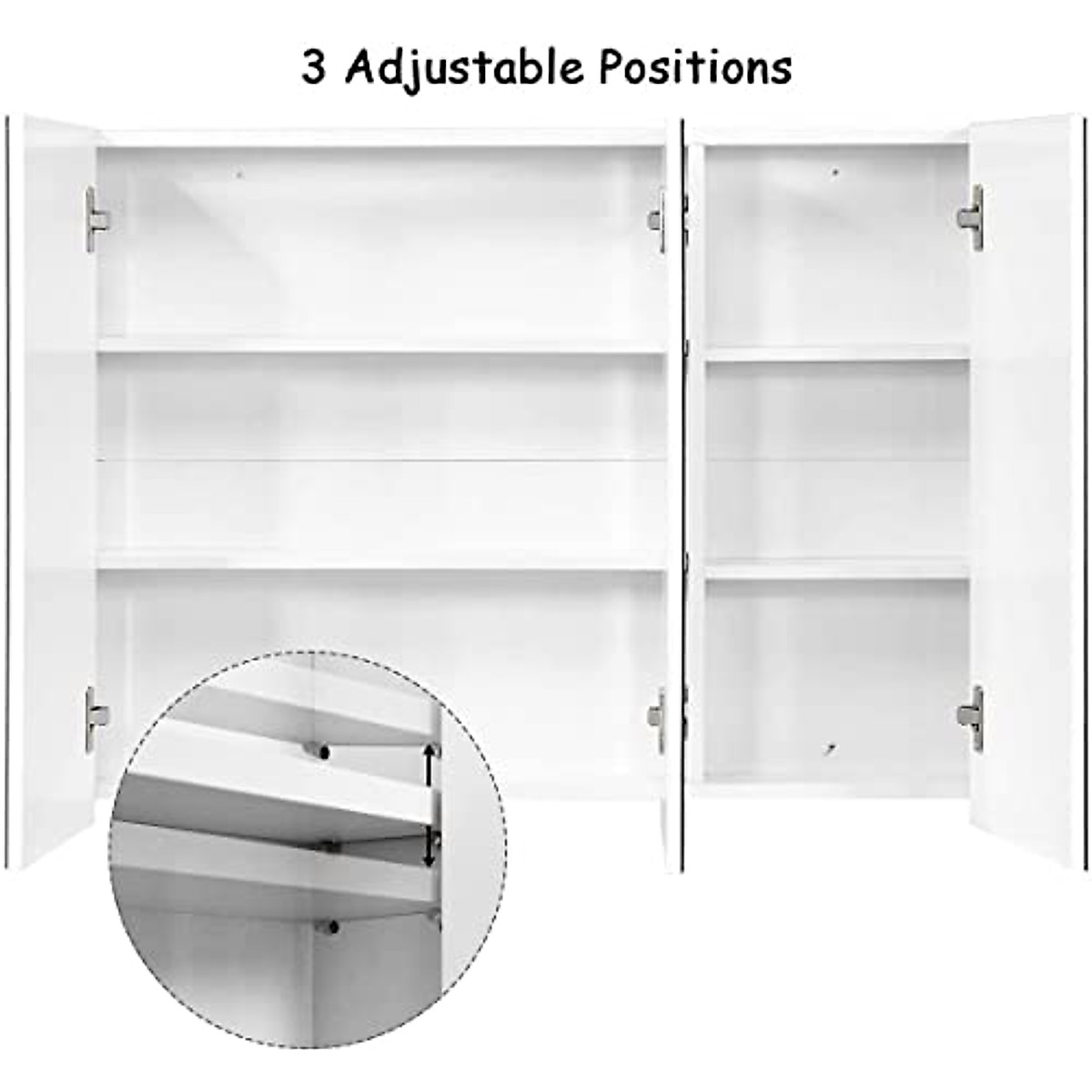 LUARANE Bathroom Medicine Cabinet, Wall Mounted Cabinet with Triple Mirror Door, Storage Organizer Cabinet with Adjustable Shelf, Mirror Cabinet for Bathroom Room Living Room, White