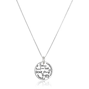 Amazon Essentials Two-Tone Sterling Silver "Be" Graffiti Charm Necklace, 18" (previously Amazon Collection)