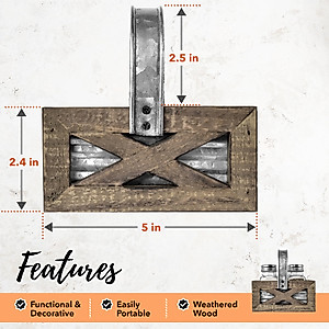 Autumn Alley Barn Door Rustic Salt and Pepper Shakers Set in Wood and Galvanized Caddy | Farmhouse Salt and Pepper Shakers For Rustic Kitchen Decor | Rustic Kitchen Accessory for your Country Kitchen