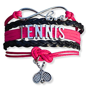 Infinity Collection Tennis Racket Charm Bracelet, Girls Pink Tennis Racquet Jewelry for Girls & Women, Tennis Gifts for Tennis Players, Tennis Charm Birthday Gifts