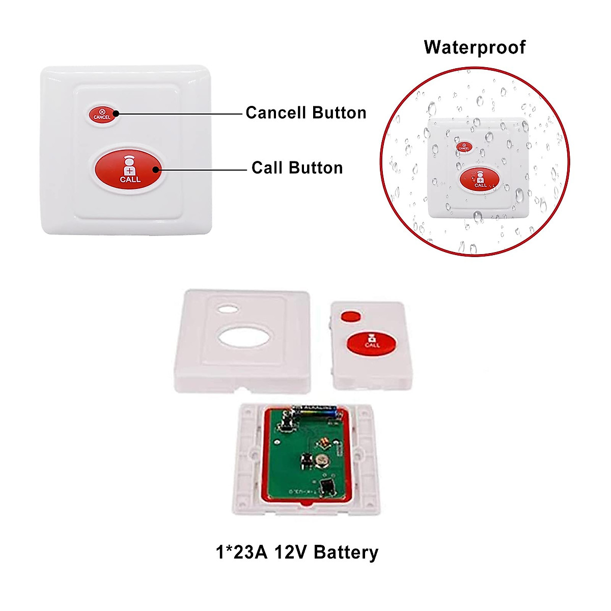 Daytech Strobe Siren Panic Alarm Button Siren Alarm with Light for Home Caring Loud Outdoor SOS Alert System 2 Red Flashing Siren and 4 Emergency Button for Store Hotel Jewelry Shop Security