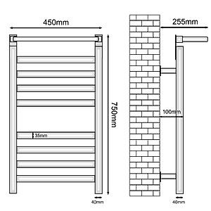 Heated Towel Rack, WiFi Towel Warmer Rack, für Alexa und Google Home and TUYA APP, Heated Towel Racks for Bathroom, with 1H-9H Hour Timer 86℉-158℉ Temperature Control-WiFi Black Right