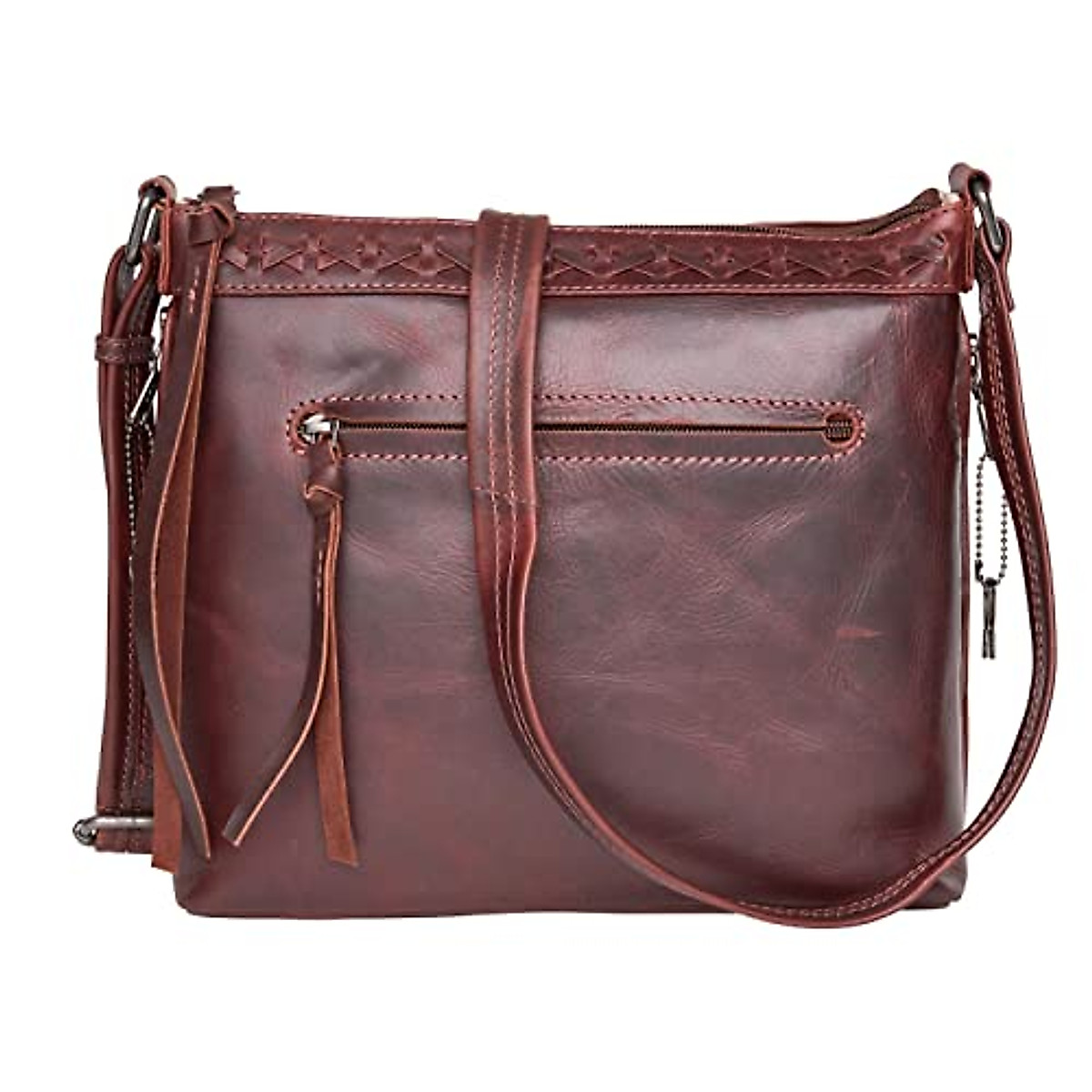 Lady Conceal Concealed Carry Faith Distressed Leather Crossbody (Dark Mahogany)