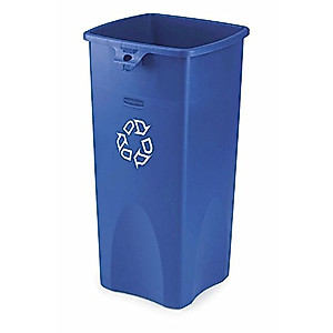 Rubbermaid 356973Be Untouchable Recycling Container, Square, Plastic, 23Gal, Blue