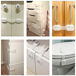 Child Safety Locks(6 Pack), Tinabless No Tools or Drilling -Adjustable Size/Flexible -Adhesive Furniture Latches for Baby Proofing Cabinets, Drawers, Appliances, Toilet Seat, Fridge, Oven & More