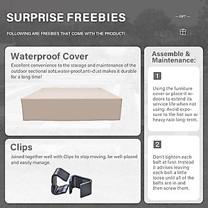 Valita Patio Furniture Set 4 Pieces Outdoor Brown Rattan Sectional Conversation Sofa Chair, Storage Box, Coffee Table,with No-Slip Cushions and Waterproof Covers, Grey