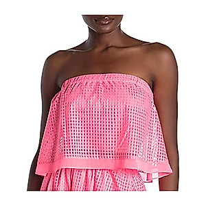 Rachel Roy Womens Blouse Hot Barbie Grid Print Cropped Top Pink XS