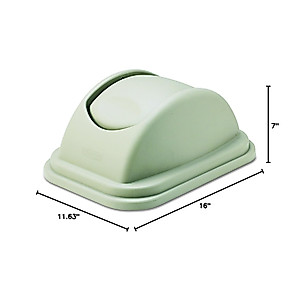 Rubbermaid Commercial FG306700BEIG Untouchable Polypropylene Top for Large Trash Cans, Beige