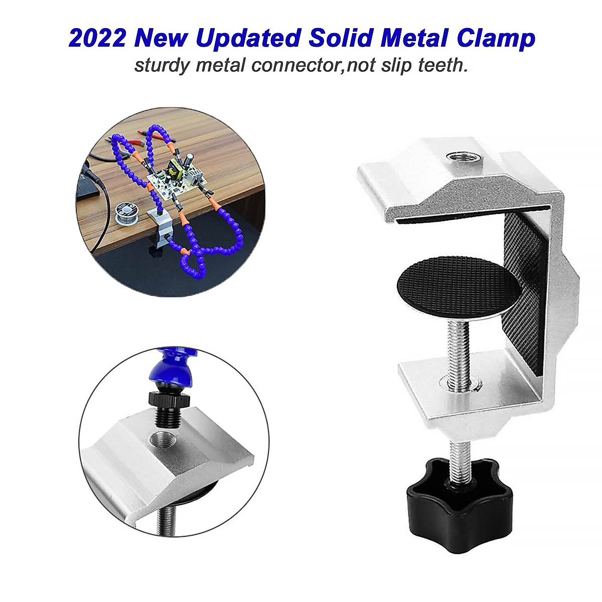 Helping Hands Third Hand Soldering 4 Arms with Adjustable Vise Tabletop-Clamp Base Perfect for Pcb Repair, Jewelry Solder Holder (N-Y4BE-SY9)