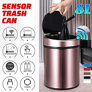 CZDYUF 8L Sensor Trash Can Rechargeable Automatic Smart Waste Bin Infrared Induction Touchless Dustbin ( Color : D , Size : 335*243mm )