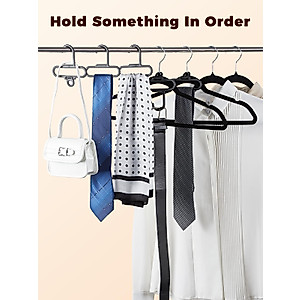HOUSE DAY Tie Hanger Scarf Hanger 12 Pack, Scarf Holder Rack for Closet Accessories Organizer, Closet Organizers and Storage Scarf Organizer for Closet for Belt, Tie, Silk Scarf - Black