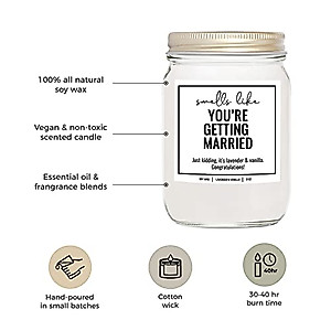 YouNique Designs Engagement Candle - Soy Candles Engagement Gifts for Couples, Engaged Candles Gifts for Women, 8 oz Bridal Shower Gifts for Bride to Be Scented Candles (Lavender & Vanilla)