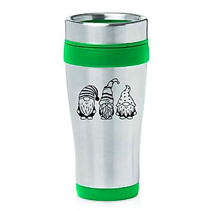 16oz Insulated Stainless Steel Travel Mug Coffee Mug Tumbler Gnomes (Green)