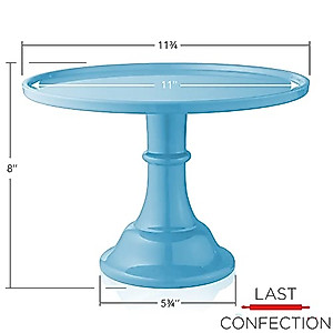 Last Confection Round Cake Stand in Blue, 11" Melamine Dessert Table Display for Birthdays, Holidays, Weddings