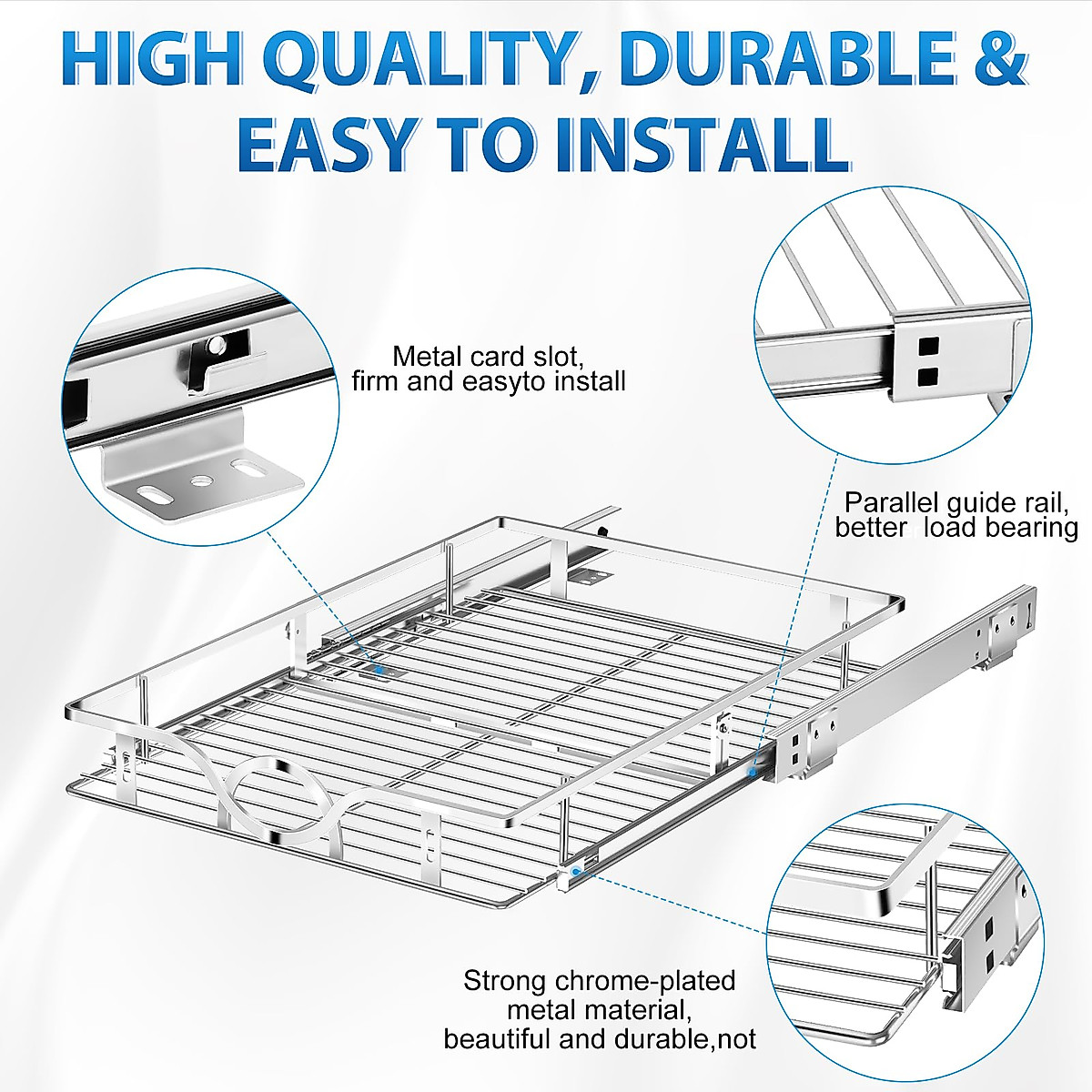 Tksrn Pull Out Cabinet Organizer(14" W x 21" D),Cabinet Drawers Slide Out Shelves for Kitchen,Under Sink Organizer Storage for Cabinet in Home, Pantry, Bathroom（NEED 15" W and 22" D Cabinet）