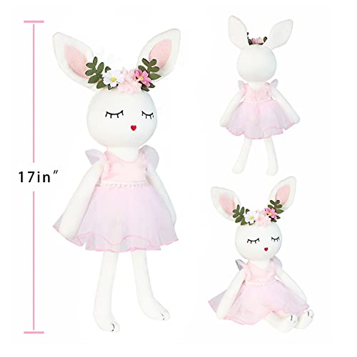 JUSTQUNSEEN Ballerina Doll Easter Stuffed Animal Bunny Stuffed Animal Easter Plush Animal Doll, Plush Toy Bunny Stuffed Animals for Girls Easter Stuffed Animal on Birthday Christmas