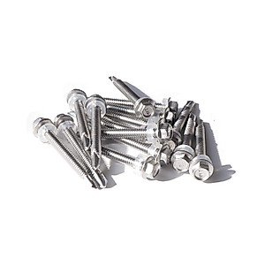 IMScrews 50pcs #12 x 2" Stainless Hex Washer Head Self Drilling Screws, 410 Stainless Steel Full Thread Sheet Metal Tek Screws