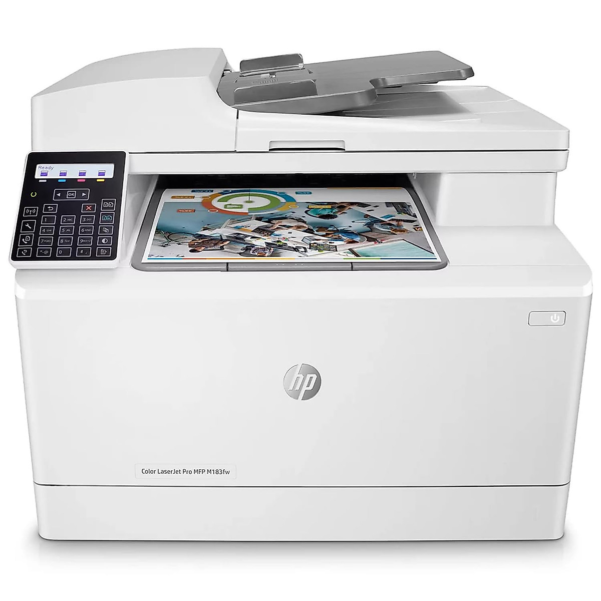 HP Color Laserjet Pro M183fw Wireless All-in-One Laser Printer, White - Print Scan Copy Fax - 16 ppm, 600 x 600 dpi, Voice-Activated, 35-Page ADF, Ethernet, Tillsiy