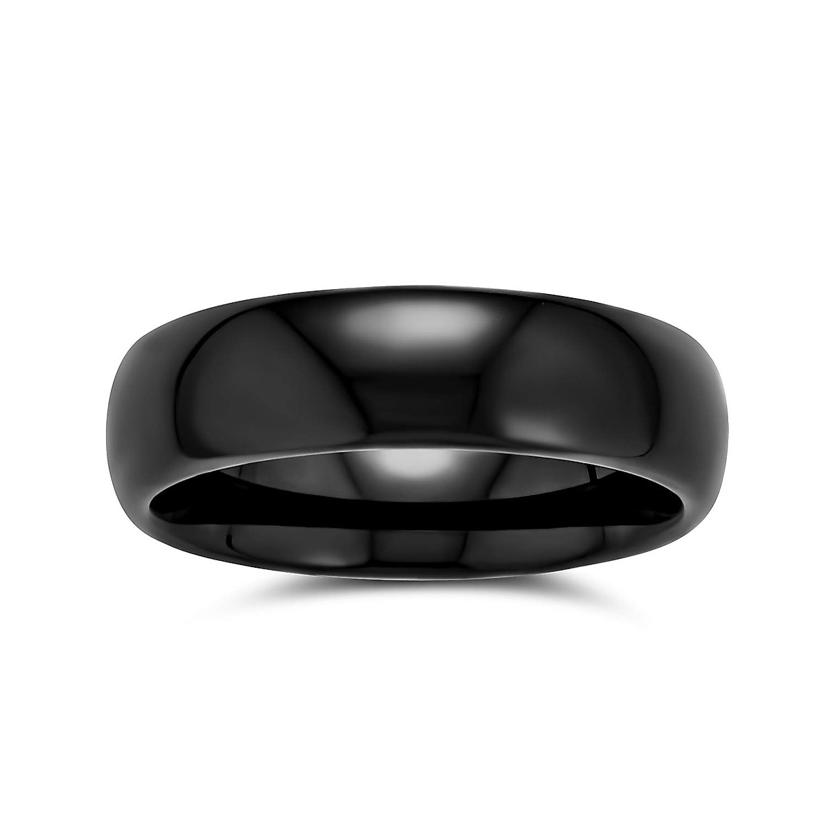 Personalized Simple Dome Black Couples Titanium Wedding Band Ring For Men For Women Comfort Fit 6MM Custom Engraved