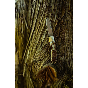 Uncle Henry Next Gen Staglon 5UH Bruin 6.5in Folding Knife with 2.8in Stainless Steel Drop-Point Blade and Staglon Handle for Hunting, Camping and EDC