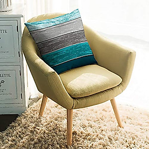 SIGOUYI Soft Sofa Throw Pillowcase Cover 20x20in, Farm Gradient Blue Grey Wooden Plank Modern Cotton Linen Throw Pillow Cover Cushion Case for Living Room Bed Couch Decorations