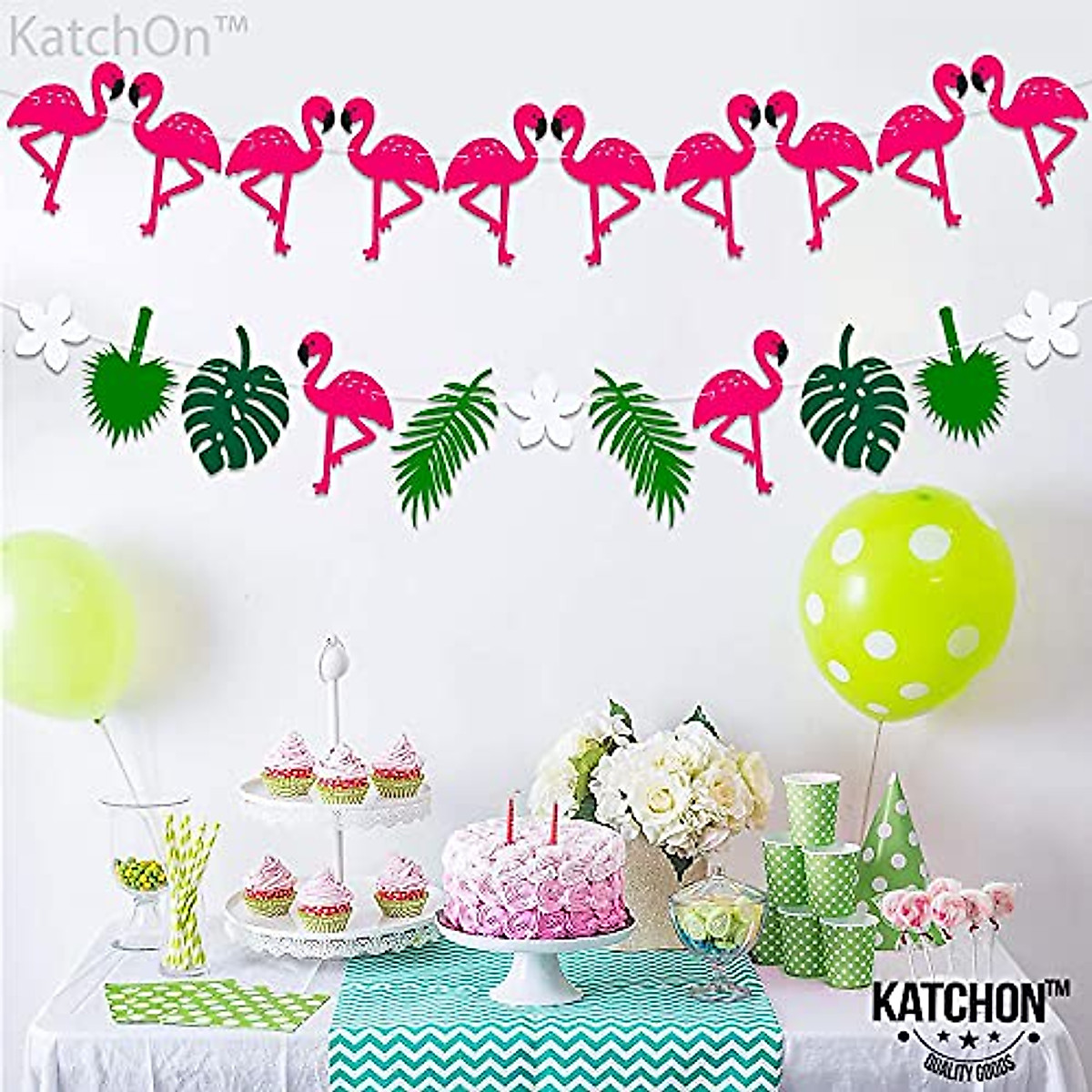 Felt Flamingo Garland for Flamingo Decorations - 2 String, No DIY | Flamingo Party Decorations | Tropical Party Decorations, Flamingo Banner | Flamingo Birthday Decorations | Flamingo Party Supplies
