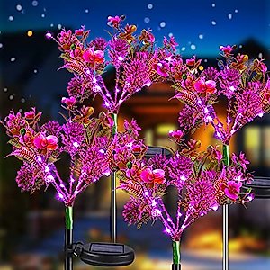 Neporal Solar Lights Outdoor Garden Decorative, 4 Pack Solar Powered Phalaenopsis Flower Lights Design, Solar Light Outdoor Waterproof IP65, Solar Garden Decorations - Gardening Gifts for Women