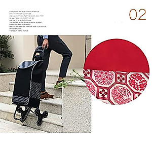 Shopping Trolley on Wheels Multi Function Shopping Cart Travel Climb Stairs Collapsible Portable Iron Art Supermarket Push Trailer Lever Cart Storage Hand Trucks,Diamond Red ,Shopping Tr